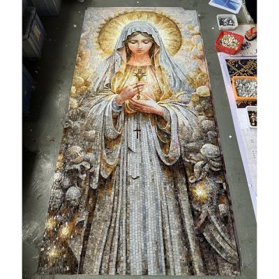 China Baroque Virgin Mary Mosaic Art Tile Praying Portrait Custom Wall Design for sale