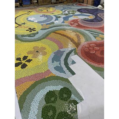 China Hand Cut Glass Stone Mosaic Art Tile Geometric Marble Inlay Wall Floor Design for sale