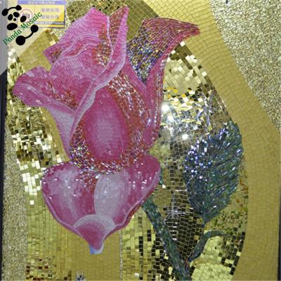 China MB SMM16 Handmade Wall Art Mural Flower Tile pink Rose Mosaic Tile Picture for sale