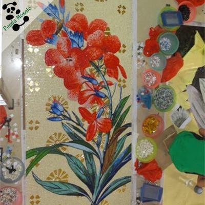 China MB SMM18-A Handmade Wall Murals Glass Mosaic Art Tile Flower Mosaic Wall Tile Kitchen Backsplash Pictures for sale