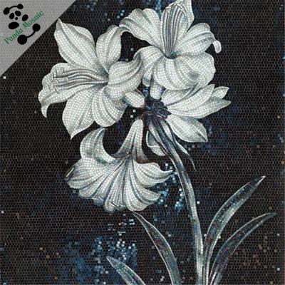 China MB SMM06 Handmade Mosaic Tile Picture Wall Hanging Glass Painting Flower Mosaic Mural for sale