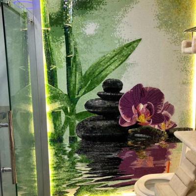 China Flower Glass Mural Mosaic Art Tile Handmade Customized For Villa for sale