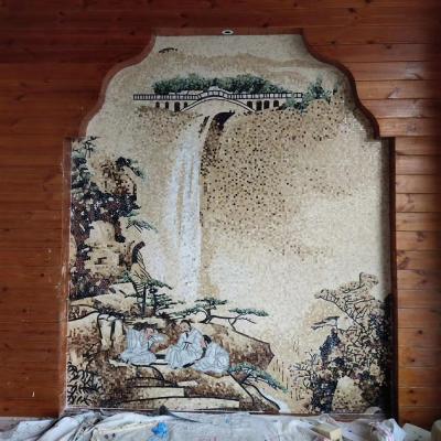 China Tree Bird Natural Marble Mosaic Tile Wall Murals TV Background Decorative for sale
