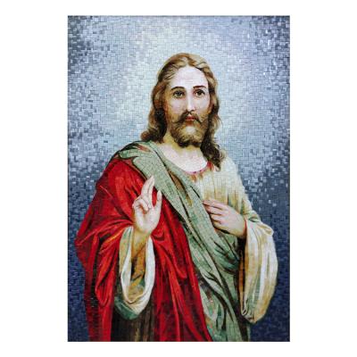 China Jesus Religious Portrait Mosaic Art Tile Wall Murals Handmade for sale