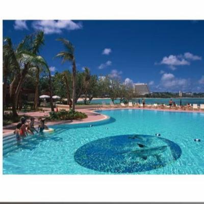 China Blue Glass Swimming Pool Mosaic Tile Cute Dolphin Pattern for Pool Floor Decor for sale