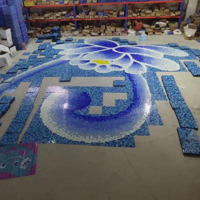 China Glass Swimming Pool Mosaic Flower Fish Pattern Dustproof for sale