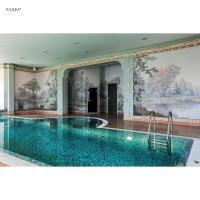 Quality Custom Green Stone Glass Mosaic Tile For Swimming Pool Acid Proof for sale
