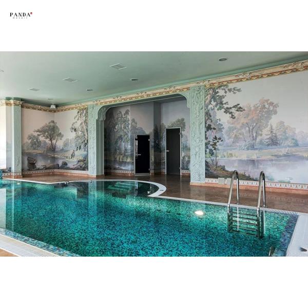 Quality Custom Green Stone Glass Mosaic Tile For Swimming Pool Acid Proof for sale