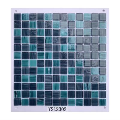 China Square Blue Glass Swimming Pool Mosaic Tile 4 6 8mm Thickness for sale