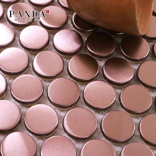 Quality Rose Gold Pink Metal Mosaic Tile Kitchen Backsplash Wall Cut Tile for sale