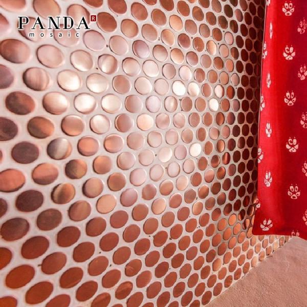 Quality Rose Gold Pink Metal Mosaic Tile Kitchen Backsplash Wall Cut Tile for sale