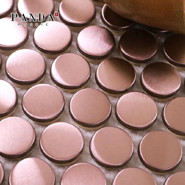 Quality Rose Gold Pink Metal Mosaic Tile Kitchen Backsplash Wall Cut Tile for sale