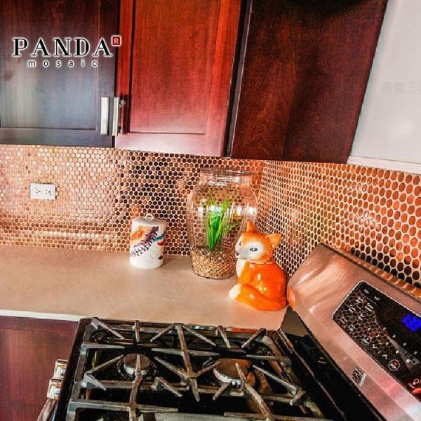 Quality Rose Gold Pink Metal Mosaic Tile Kitchen Backsplash Wall Cut Tile for sale