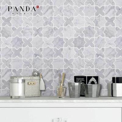China Kitchen Backsplash Stone Mosaic Tile Irregular Italy White Natural Floor Ceramic Tile for sale