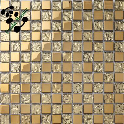 China Colored Mirror Gold Crystal Ceramic Mosaic Tile 23x23mm Smp05 for sale