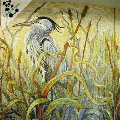 China Mb Pmb12 Little Bird Design Handmade Animal Wall Tile Mural Chinese Mosaic Mural Glass Mosaic Tile for sale
