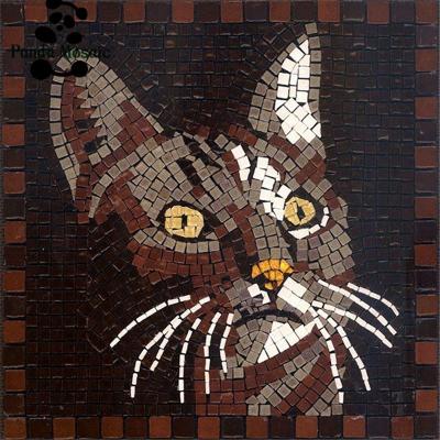 China Cd-gm01 Pet Hospital Decoration Wall Cute Cat Glass Mural Hand Make Animal Mosaic for sale