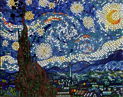 China Starry Night Van Gogh Abstract Mosaic Tile Mural Wall Decorative Design for sale