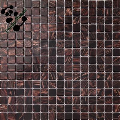 China MB SMH06 Brown Glass Mosaic Living Room Wall Dark Emperador Mosaic Tile for sale