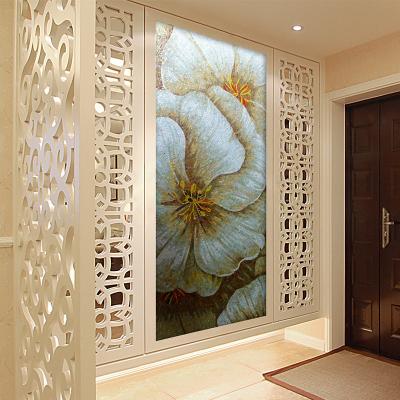 China Kitchen Wall Mosaic Art Tile Sticker Glass Flower Mosaic Mural Tile for sale