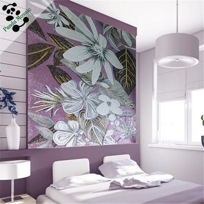 China MB SMM08-B Glass Mosaic Art Wall Tile Handmade Tile Glass Painting Pictures Flower Mosaic Bedroom Mural for sale