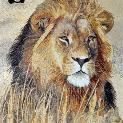 China WA-GM06 Lion Pattern Mural Wild Animals Glass Pattern African Landscape Mural for sale