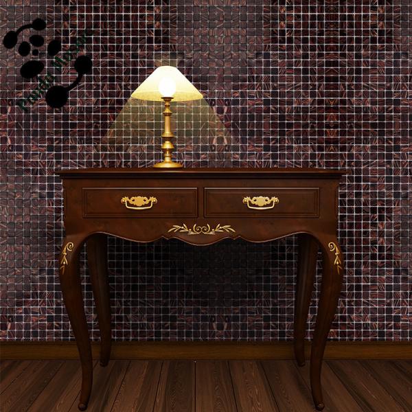 Quality Backsplash Kitchen Glass Mosaic Tile Gold Line Dark Brown 20x20mm for sale