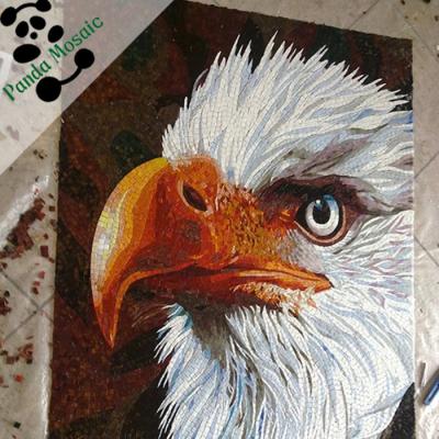 China Chinese Handmade Bird Mosaic Art Wall Murals Animal Mosaic Design Glass Mosaic Tile for sale