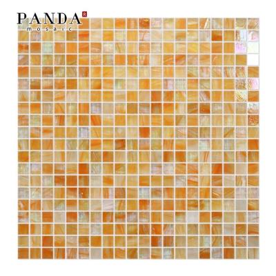 China Smooth Crystal Orange Glass Mosaic Bathroom Tiles for Bathroom Walls Floors for sale