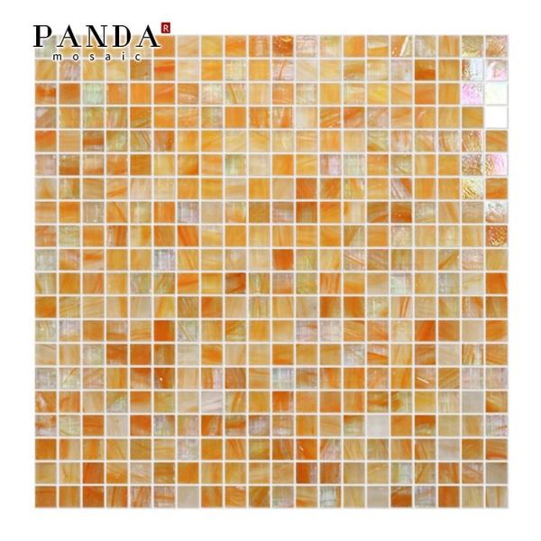 Quality Smooth Crystal Orange Glass Mosaic Bathroom Tiles for Bathroom Walls Floors for sale