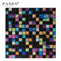 Quality Kitchen Wall Glass Mosaic Tiles 300x300 Black Rainbow Colors for Swimming Pool for sale