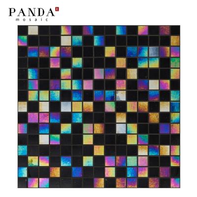 China Kitchen Wall Glass Mosaic Tiles 300x300 Black Rainbow Colors for Swimming Pool Bathroom for sale
