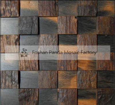 China Rustic Old Ship Wooden Wall Mosaic Bedroom Wood Tile Brown for sale