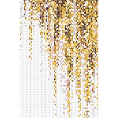 China TV Backsplash Wall Tile White Golden Glass Rhombus Mosaic Pattern for sale