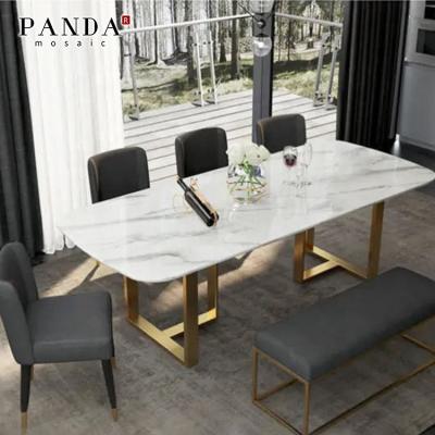 China Nordic Rectangular Rock Slate Dining Table Chair Set Black for Meeting Living Room for sale