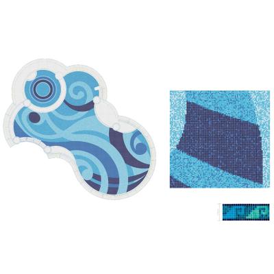 China Blue Sea Swimming Pool Glass Mosaic Tile Non Slip for Outdoor Bathroom Floor for sale
