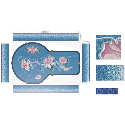 China Aquarium Swimming Pool Mosaic Tile Floral Mural Pattern Anti Acid for sale