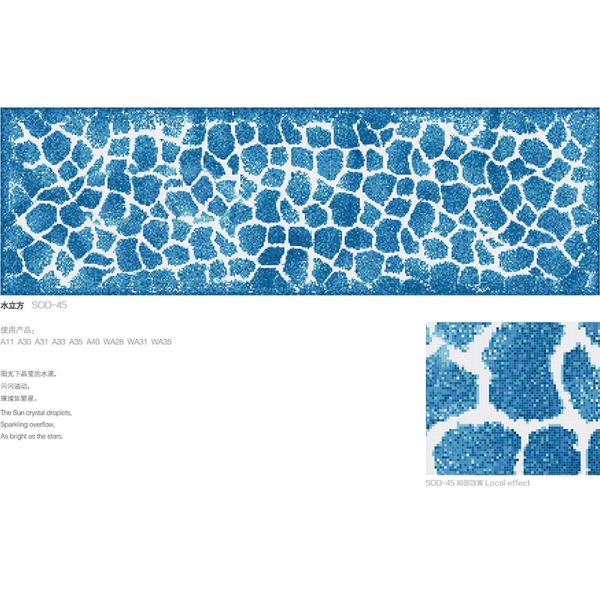 Quality Crystal Glass Mosaic Pattern Tile for Swimming Pool Floor Customized for sale