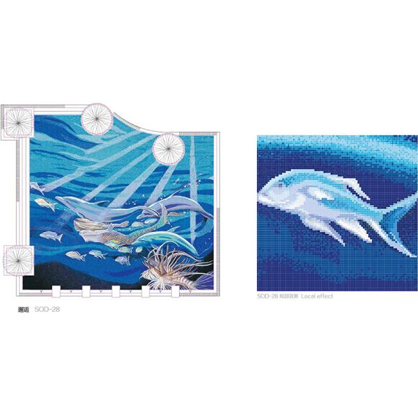 Quality Glass Swimming Pool Mosaic Tile Dolphin Pattern Decorative Art Piece for sale