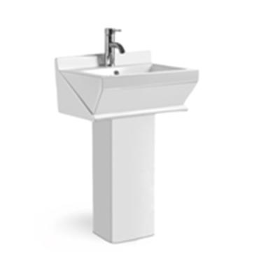 China Modern White Ceramic Pedestal Sink Single Hole Faucet Mount Floor Standing for sale