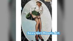 Stunning Sexy Girl Mosaic Mural Wall Art