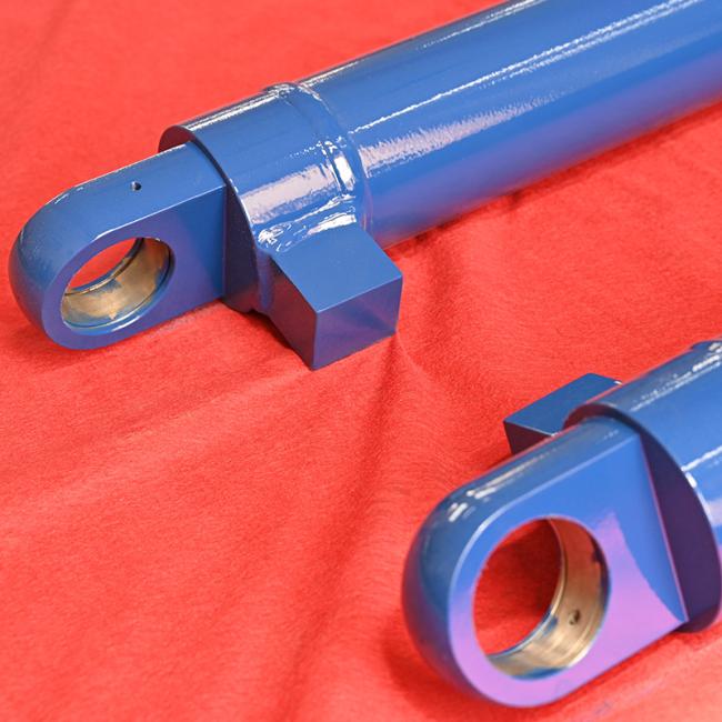 Detailed view of cylinder seals and fittings
