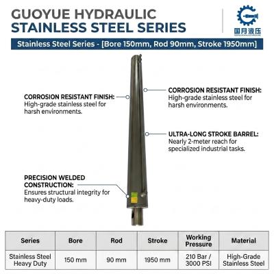 China 150/90-1950 Long Stroke Double Acting Hydraulic Cylinder for Heavy Machinery Design for sale