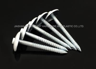 China DIN Galvanised Painted Roofing Nails Umbrella Head Ring Shank Strong Grip for sale