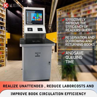 China Smart Automatic Borrow And Return Books Touch Screen Rfid Card Self Service Library Kiosk for sale
