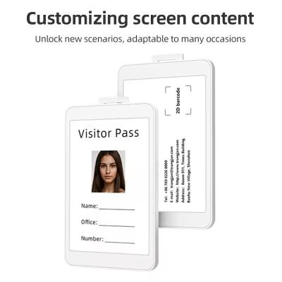 China NFC 3.7 Inch Reusable E-ink Work Card Work Badge Battery Free ID badge Epaper Wireless Name Badge for sale