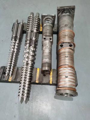 China Barrel Nitriding Depth 0.5mm 0.8mm Twin Conical Screw Assembly Designed for Polymer Melting and Consistent Material Flow for sale