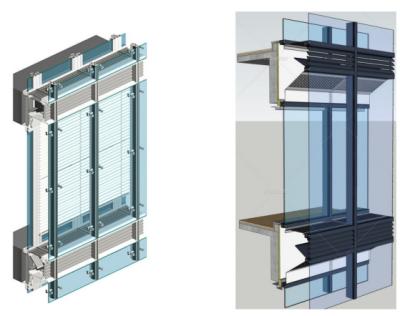 China Dynamic Insulation Double Skin Curtain Wall Natural Ventilation double glass curtain wall for sale