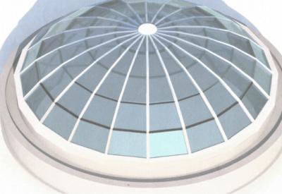 China Customized Curved Curtain Wall Steel Structure Dome Large Span With Exposed Grid Design for sale