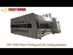 PRY-D400 Automatische loodrand 4 kleuren Flexo Printing Slotting Die Cutting Machine met Stacker